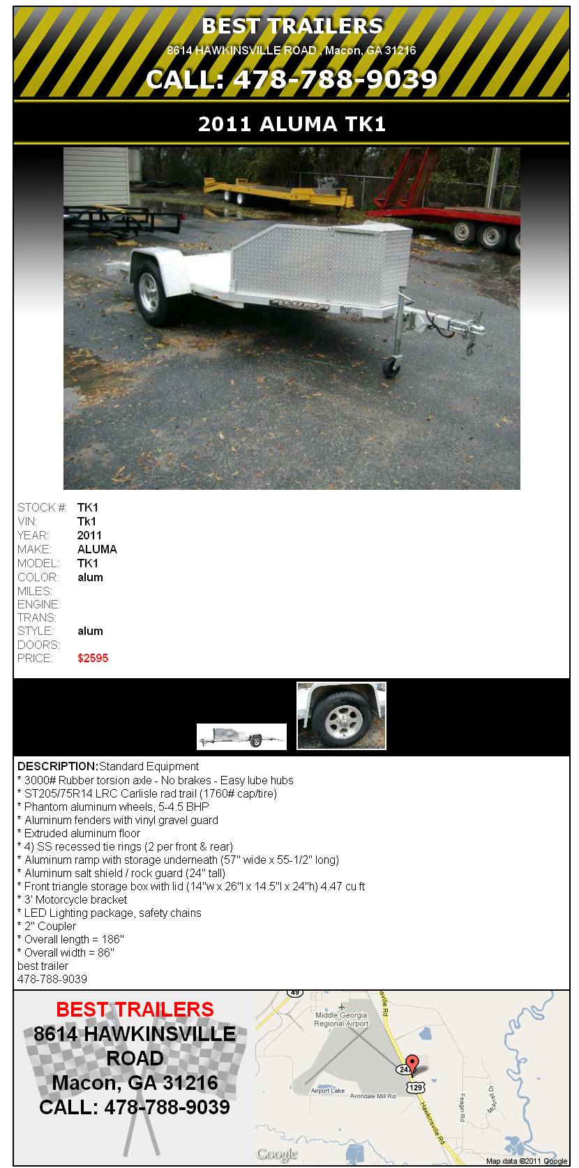 Buy & Sell New & Used Trailers TK1 aluma single motocycle TRIKE trailer ...